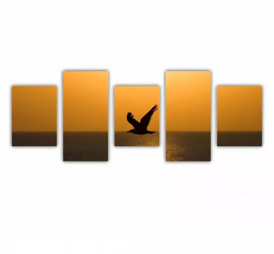 Set 5 Tablouri Multicanvas O silueta de pescarus 0004 150X60 cm - cel.ro