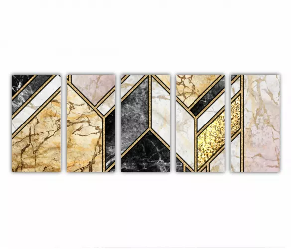 Set 5 Tablouri Multicanvas Textura creativa a marmurei incrustatie de ...