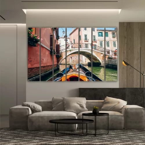 Set 7 Tablouri Multicanvas Gondola Venetia Italia 0062 210X120 cm