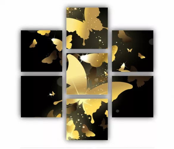 Set 7 Tablouri Multicanvas Ilustratie 3D a grupului de fluturi pe ...