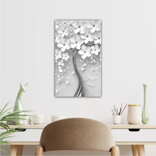 Tablou Canvas 1 piesa Copac Flori Argintiu 0659 30X50 cm C24-0659-B-1 ...