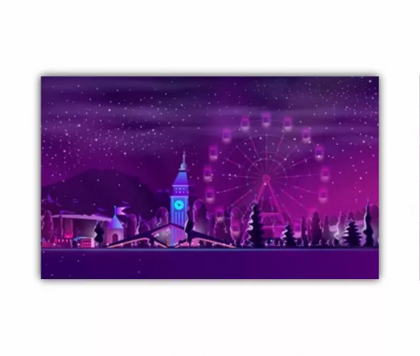 Tablou Canvas 1 piesa Parc de distractii - statiune de iarna peisaj ...