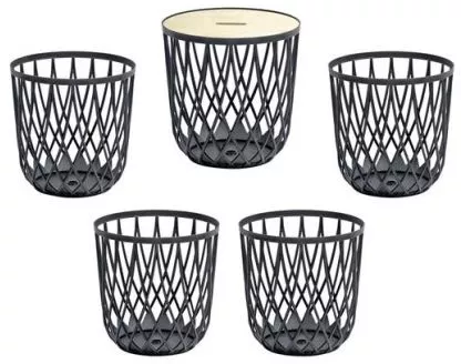 Set mobilier multifunctional tip cosuri plastic antracit 1 masa si 4 ...