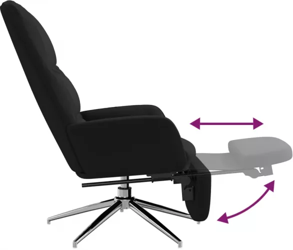 Scaun relaxare suport pentru picioare negru piele intoarsa eco 3097385 ...