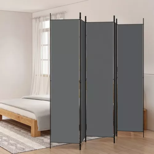 Paravan de camera cu 5 panouri antracit 250 x 220 cm textil 350252 - cel.ro