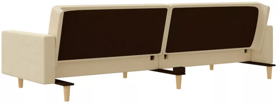 Canapea pat cu 2 locuri cu 2 perne si taburet crem textil 3081822 - cel.ro