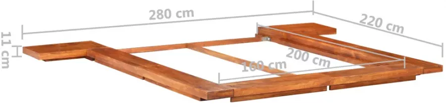 Cadru pat futon stil japonez 160 x 200 cm lemn masiv acacia 3056423 ...