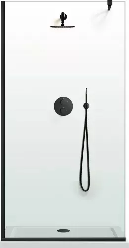 Paravan dus walk-in AQUA CLASS BLACK 70 x 195 cm sticla clara profil ...
