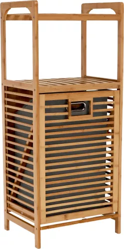 Cos de rufe bambus natur si textil gri Keri 40x30x95 cm 0000277815 - cel.ro