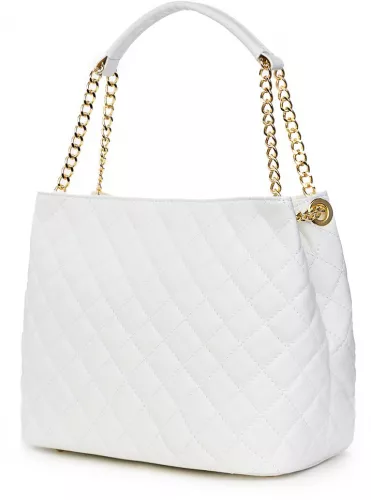 Geanta dama din piele naturala matlasata alba FP111AA FP111AA - cel.ro