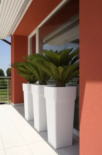 Ghiveci decorativ Duo alb inalt 80cm AD301403 - cel.ro