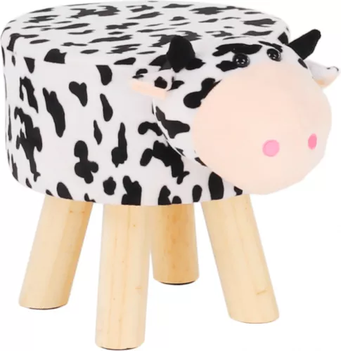 Taburet vacuta velur alb negru natur Molly 47x28x31 cm 0000273598 - cel.ro