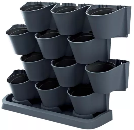 Set 12 ghivece decorative Cascade Green modular antracit 12x0.75 L 68 ...