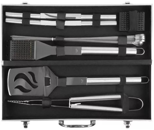 Set 14 ustensile de gratar Strend Pro DeLuxe Inox cutie aluminiu SK ...