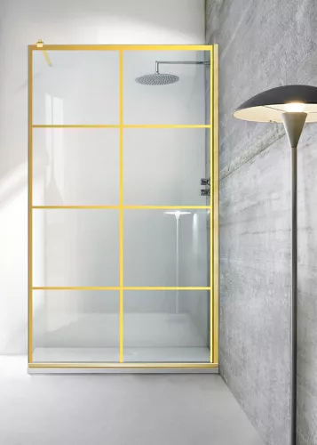 Paravan dus walk-in Aqua Class Gold model Mode auriu 110x195 cm sticla ...