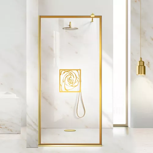 Paravan dus walk-in Aqua Class Gold model Rose auriu 110x195 cm sticla ...