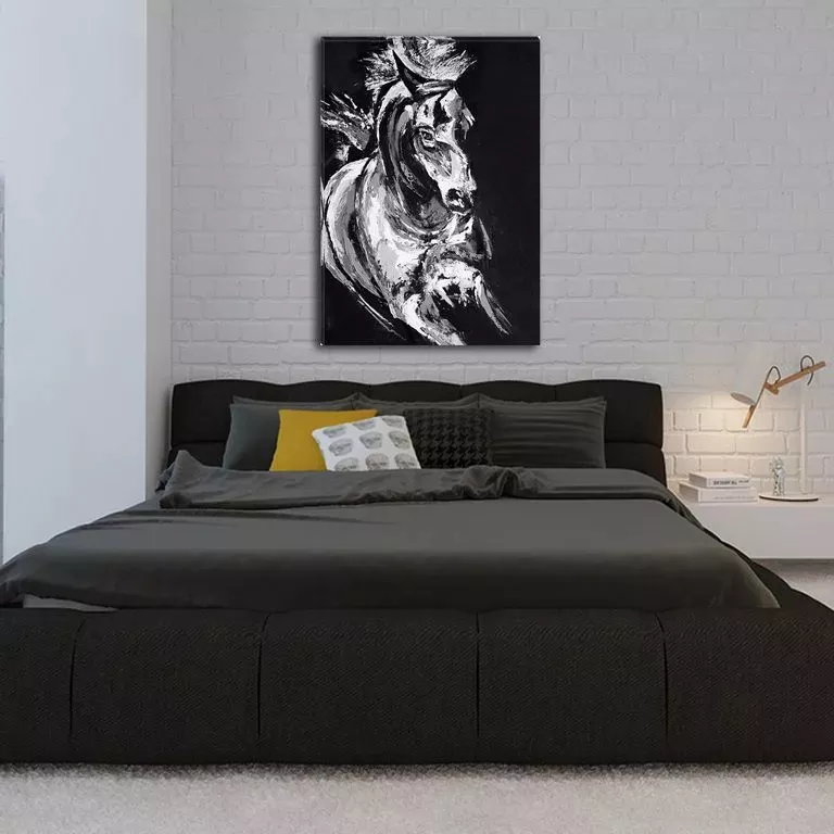 Tablou Alb-Negru Abstract Startonight Cal luminos in intuneric 80 x 120 ...