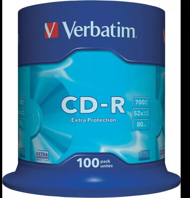 CD-R VERBATIM 700MB 80min viteza 52x 100 buc spindle and 43411 and ...