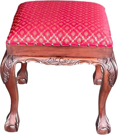 Taburet Pentru living sau hol Stil epoca Patrat Tapitat Lemn masiv ...