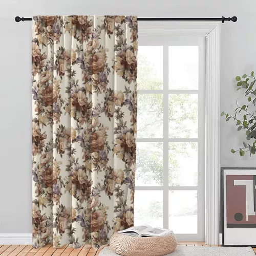 Set draperii blackout model floral cu rejansa transparenta cu ate pentru