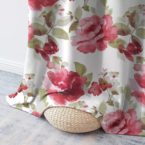 Set draperii blackout model floral cu rejansa transparenta cu ate pentru