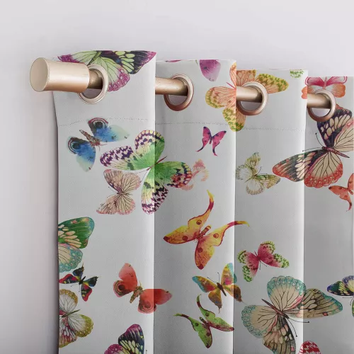 Set draperii dim-out model floral cu inele gri Madison 200x250 cm ...