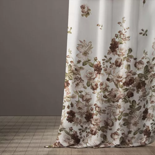 Set draperii dim-out model floral cu rejansa din bumbac tip fagure Madison