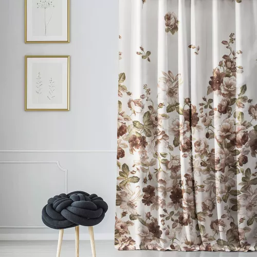 Set draperii dim-out model floral cu rejansa din bumbac tip fagure Madison