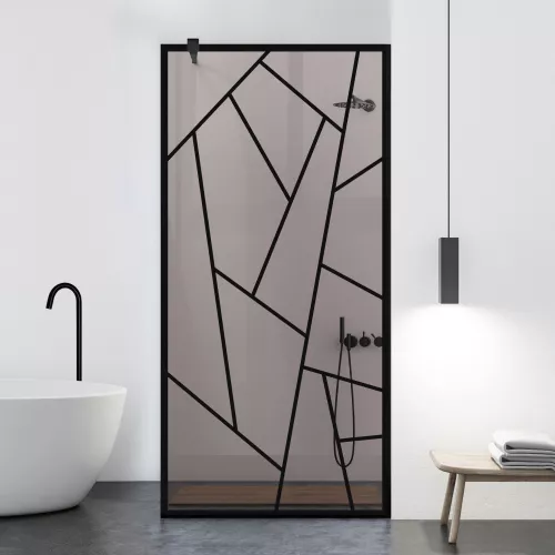 Paravan dus walk-in Aqua Roy Black model Atlas negru 120x195 cm sticla ...