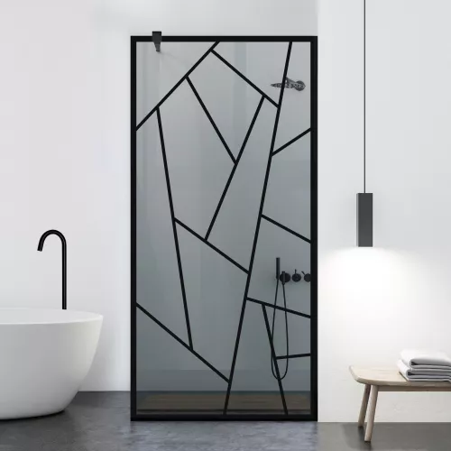 Paravan dus walk-in Aqua Roy Black model Atlas negru 120x195 cm sticla ...