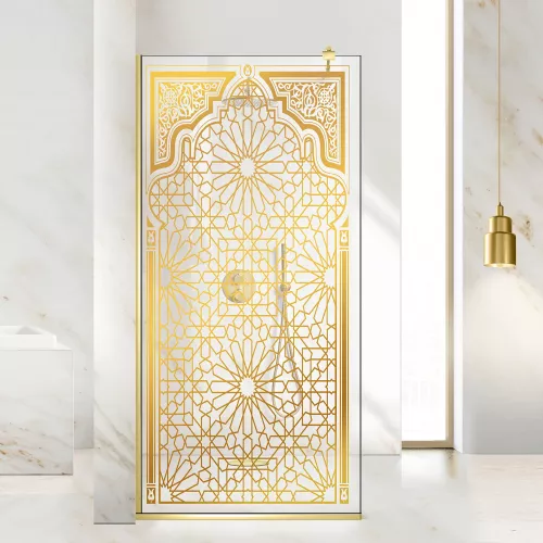 Paravan dus walk-in Aqua Roy Gold Amira auriu 100x195 cm sticla 8 mm clara