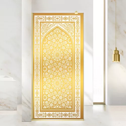 Paravan dus walk-in Aqua Roy Gold Carat auriu 120x195 cm sticla 8 mm ...