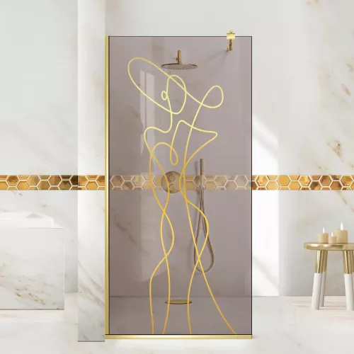 Paravan dus walk-in Aqua Roy Gold Vogue auriu 90x195 cm sticla 8 mm ...