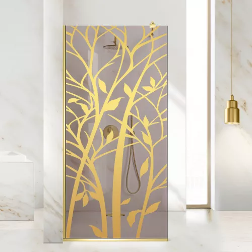 Paravan dus walk-in Aqua Roy Gold Wood auriu 70x195 cm sticla 8 mm bronz
