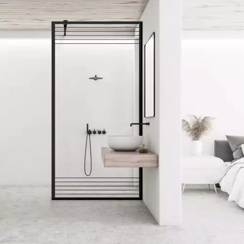 Paravan dus walk-in Aqua Class Black model Fence negru 110x195 cm ...