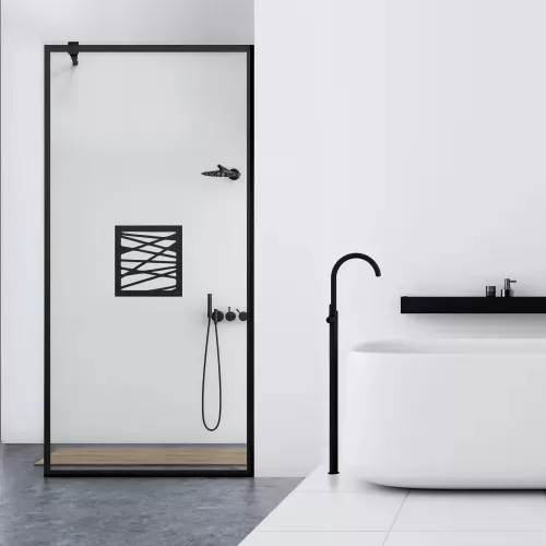 Paravan dus walk-in Aqua Class Black model Code negru 70x195 cm sticla ...