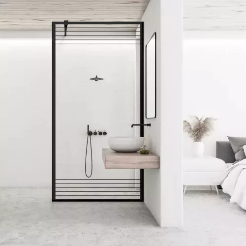 Paravan dus walk-in Aqua Class Black model Fence negru 70x195 cm sticla ...
