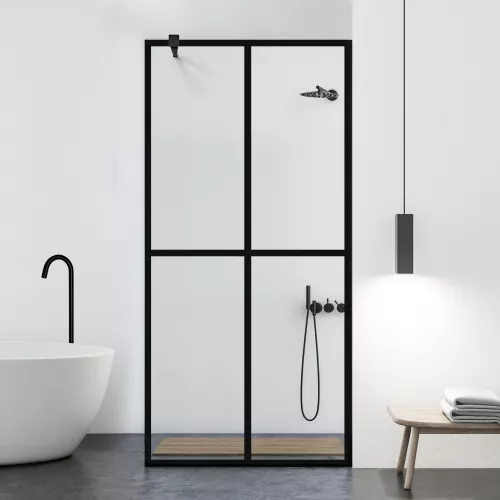 Paravan dus walk-in Aqua Roy Black model Basic negru 110x195 cm sticla ...