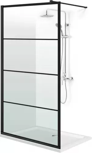 Paravan dus walk-in Aqua Roy Black model Park negru 90x195 cm sticla 8 ...