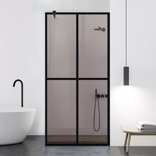 Paravan dus walk-in Aqua Roy Black model Basic negru 110x195 cm sticla ...