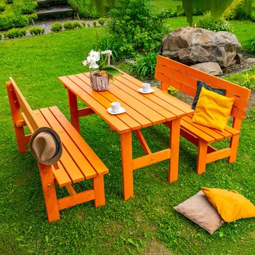 Set WIESBADEN din lemn masiv de rasinos 150x70 cm pentru gradina sau la ...