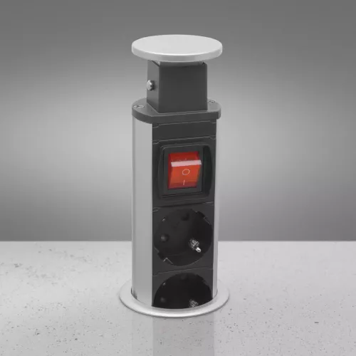 Distribuitor 3 prize camuflat in mobilier cu intrerupator argint GLZ ...