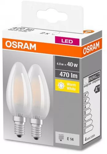 Set 2 becuri Led Osram E14 LED BASE CLASSIC B 4W 40W 220-240V 470 ...