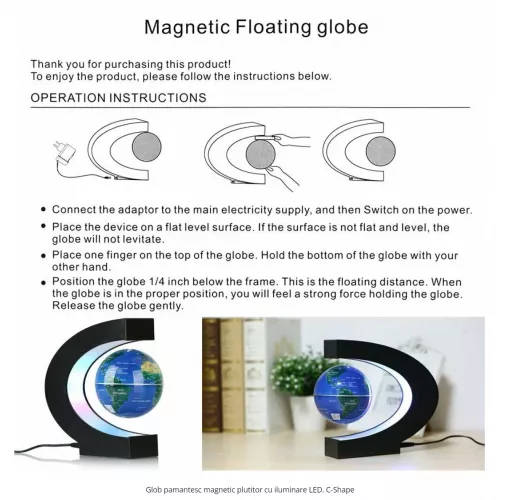Glob pamantesc magnetic plutitor cu iluminare LED. C-Shape C-193 - cel.ro