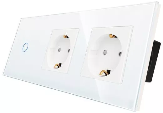 Intrerupator Simplu + 2 Prize cu Rama din Sticla LUXION lx-st-101 ...