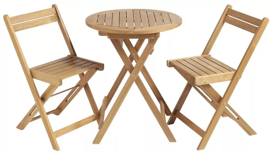 Set mobilier pentru balcon Bali 3 piese lemn de Acacia bej masa 60x73cm ...