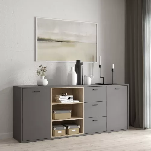 Comoda cu rafturi si sertare Wolf 197.5x83x41.5 cm cxtk241l-c722 - cel.ro