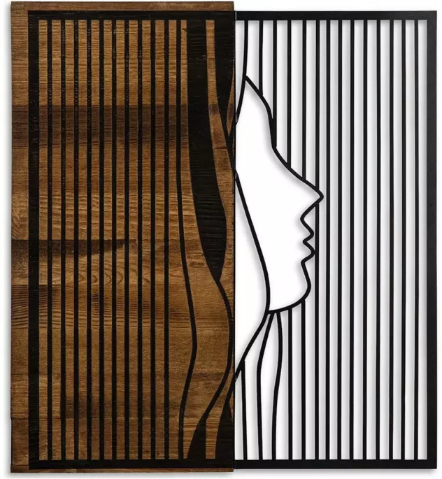Decoratiune de perete Deco Art Studio Casa Lemn si metal Design Chip ...