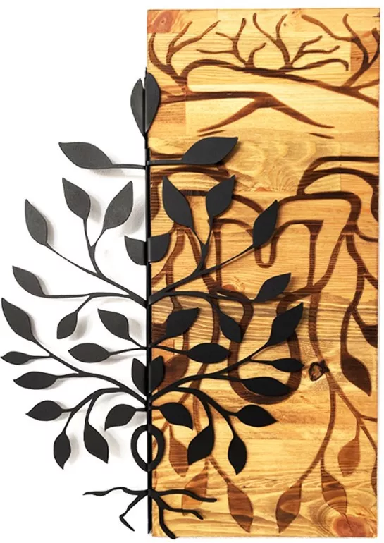 Decoratiune de perete Deco Art Studio Casa Lemn si metal Design Copacel ...