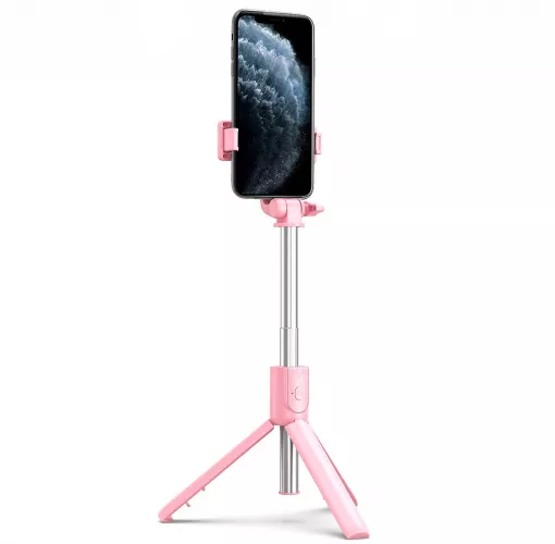 Selfie Stick MRG MR1 Pentru telefon Tripod 360 grade Roz 0847 - cel.ro